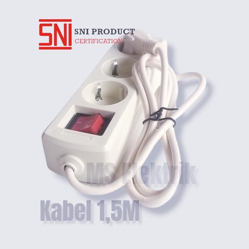Jual Stop Kontak 2 Lubang + Kabel 1,5M / 3M / 5M SNI - 5M - Kota Depok - MS ELECTRIK | Tokopedia