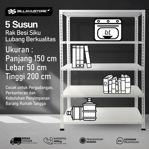Jual 150 x 50 x 200 cm 5 susun rak besi siku lubang serbaguna / rak ...