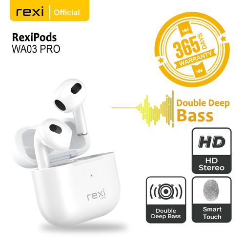 Jual rexiPods WA03 TWS Earphone Double Deep Bass - HD Stereo - White ...