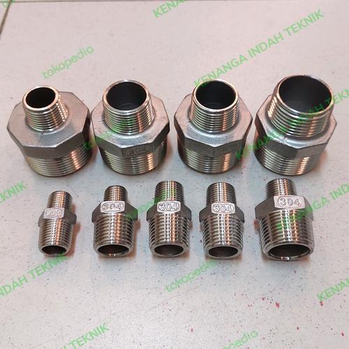Jual Hex Nepel Stainless SS304 3/8 x 1/4" inch / Double Nepel Reducer ...