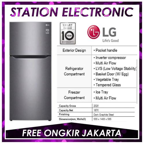 Promo LG GN-B202SQIB NEW Kulkas 2 Pintu - Smart Inverter Compressor 202 L Cicil 0% 3x - Jakarta ...