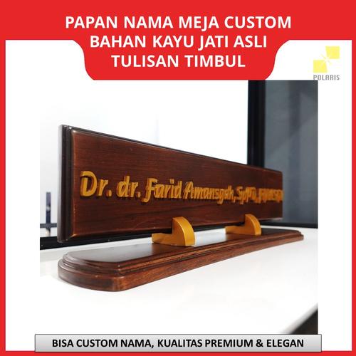 Jual PAPAN NAMA MEJA KANTOR NAME DESK KAYU JATI CUSTOM NAMA TULISAN ...
