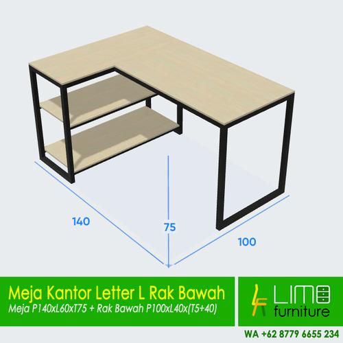 Jual Meja Kantor Letter L Rak Bawah - 140+100x60x75 - Kota Depok - LIMO ...