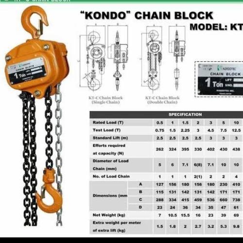 Jual Chain Block 5 Ton x 12 Meter Kondotec / Takel Manual 5 Ton x 12 ...