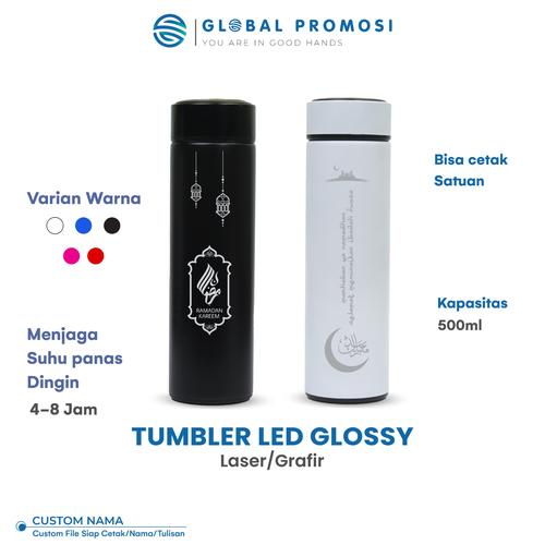 Promo Custum Tumbler Smart LED Glossy Suhu Temperatur Cetak Laser ...