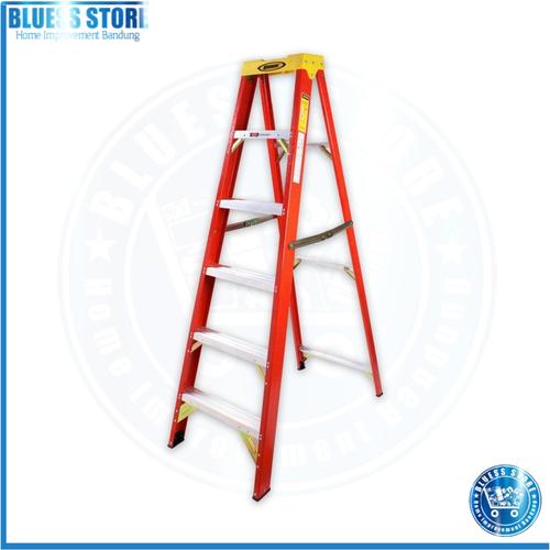 Jual Krisbow Tangga Lipat Fiber Glass 1.8 Mtr 6 Step Merah Ladder Step ...