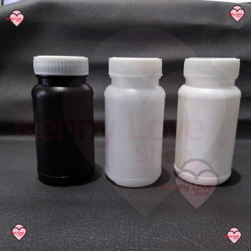 Jual Botol Obat HDPE 60 Kapsul Wadah Bulat Putih Hitam Tutup Ulir 100cc ...
