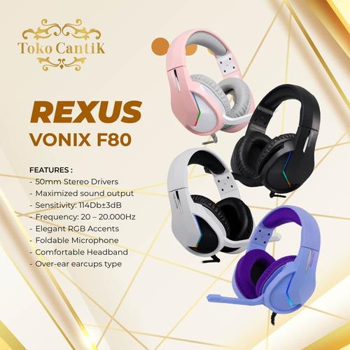 Jual Rexus Headset Gaming Vonix F80 - Gaming Headshet Series - Ungu ...
