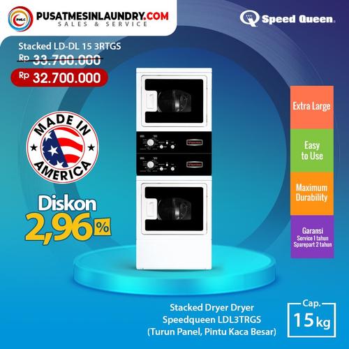 Jual Stacked SpeedQueen LDL3TRGS 15 Kg Pintu Kaca Besar (Gas) - Kota Depok - Pusat Mesin Laundry ...