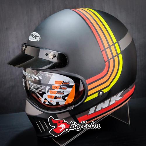 Jual INK HELM TROOPER BORDERLINE MATT BLACK RED | RETRO CLASSIC DDRING ...