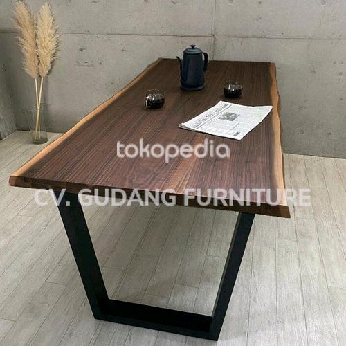 Jual Meja kerja kantor minimalis kayu asli mahoni kaki besi hollow ...