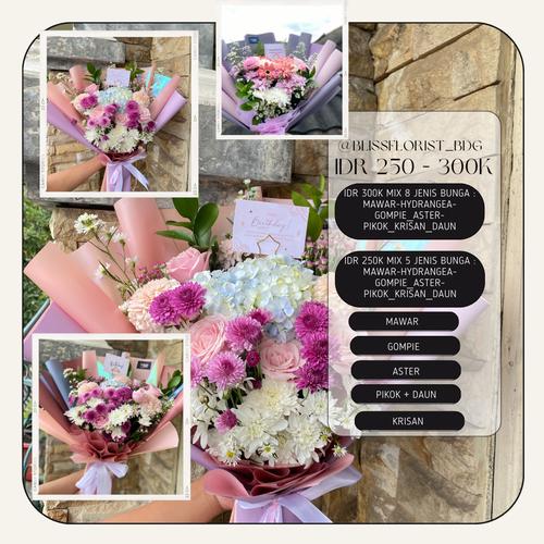 Jual Buket bunga asli Hydrangea Mawar, gompye, aster krisan/ Buket ...