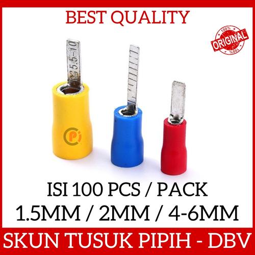 Jual Isi 100 Pcs Skun Kabel Pin Tusuk Plate Pipih DBV 1.25 / 2 / 5.5 ...