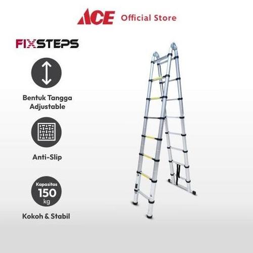 Jual TERLARIS ACE - Fixsteps Tangga Teleskopik Lipat Aluminium 2X8 Step ...