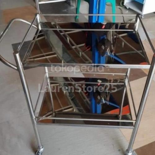 Jual DISKON TROLLY INSTRUMEN 2 SUSUN STAINLIS STEEL Troly Meja MEDIS ...