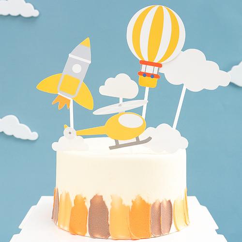 Jual HIASAN CAKE BALON UDARA KUNING/PESAWAT/AWAN DAN APOLLO ISI 7 PCS ...