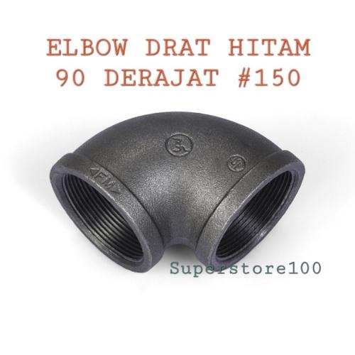 Jual 1" ELBOW KNEE DRAT BESI HITAM 90 DERAJAT 1 INCH #150 # 150 90 ...