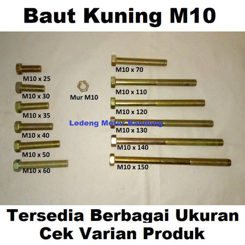 Jual Baut Kuning M10 Mur Kunci 14 Tersedia Berbagai Ukuran Panjang - 20mm - Kota Bandung ...