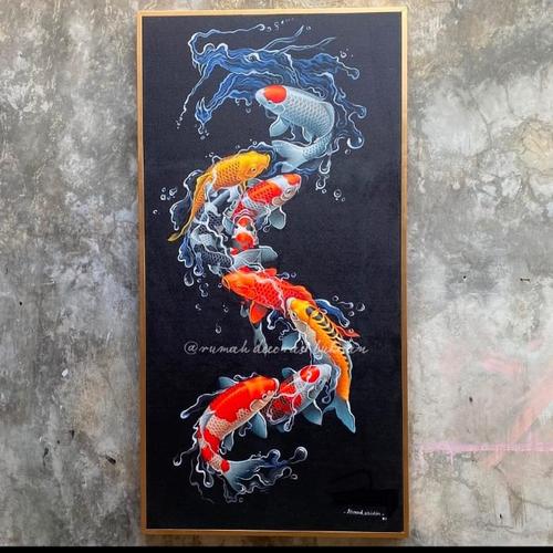 Jual lukisan tangan ikan koi naga ukuran 140×70 - plus frame - Kab ...