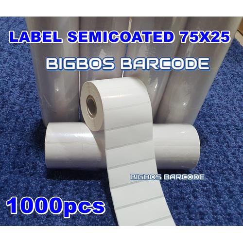 Jual LABEL BARCODE SEMICOT | SEMICOATED 75x25 1 LINE 1000pcs 75 x 25 MM ...