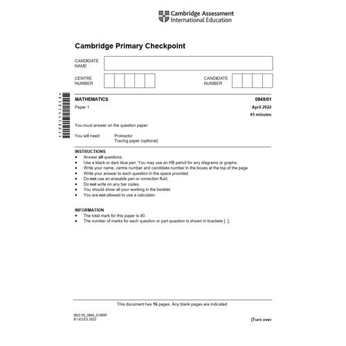 Jual Primary Checkpoint Math & Science Apr 2022 past papers & mark ...
