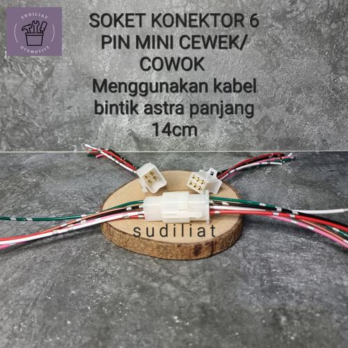 Jual SOKET / SOCKET SAMBUNG KABEL 6 PIN KECIL / MINI + KABEL BINTIK ...