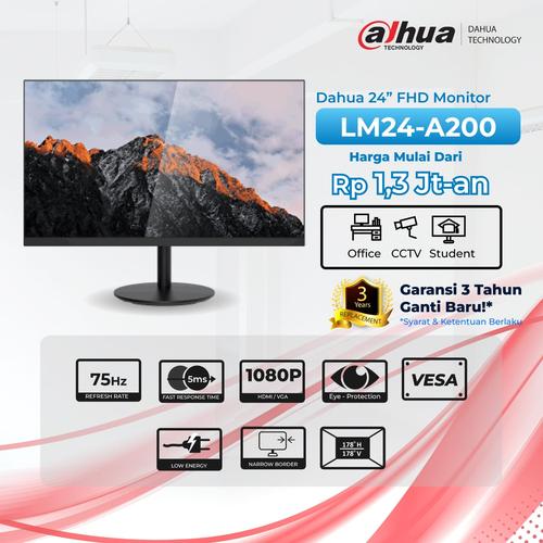Jual Monitor LED DAHUA LM24-H200 24" IPS Full HD VGA HDMi Speaker Slim - Kota Surabaya ...