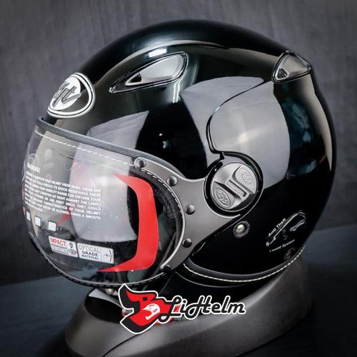 Jual HELM KYT ELSICO SOLID BLACK | KYT RETRO HALF FACE - M - Kota ...