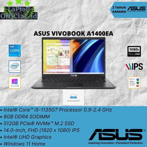 Jual ASUS VIVOBOOK A1400EA i5-1135G7 8GB 512GB 14'' FHD IPS WIN 11+OHS ...