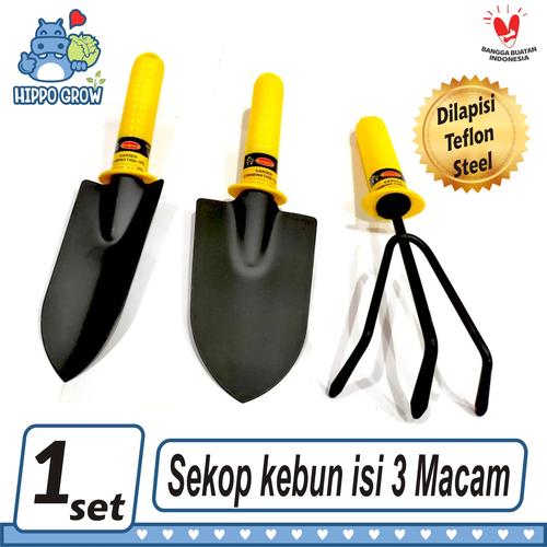 Jual Sekop Besi Teflon Kebun Gagang Kuning isi 3 Lancip Lebar Garpu ...