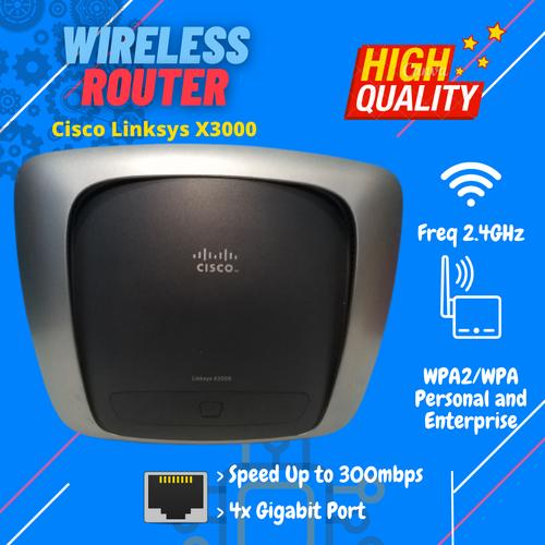 Jual Cisco Linksys X3000 Gigabit Wireless Router 300Mbps USB WAN PPPoE ...