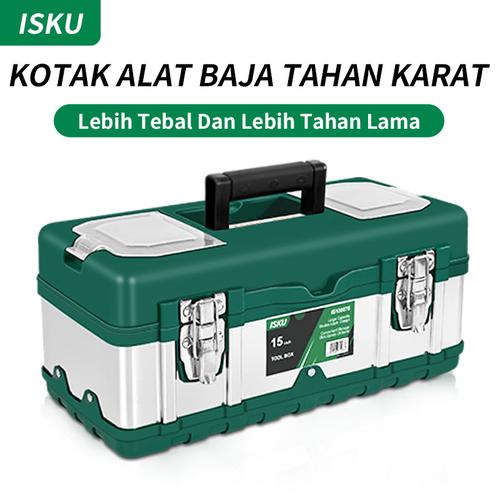 Promo ISKU Tool box Besar Besi tahan karat box alat perkakas 15-20inch ...