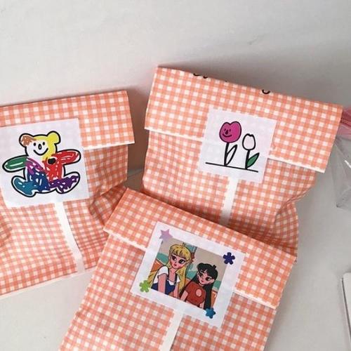 Jual dy pack packing amplop aesthetic cartoon paperbag orange ins lucu ...