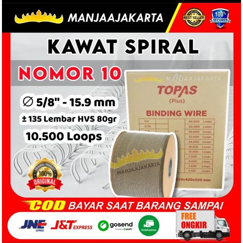 Jual kawat spiral jilid 5/8 TOPAS PLUS No 10 ring kawat spiral roll ...