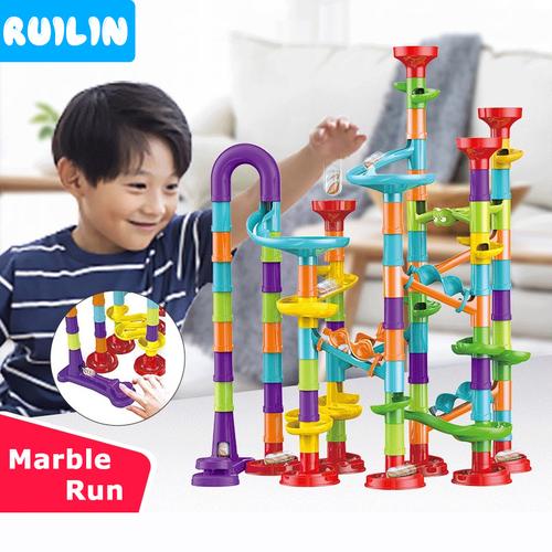 Promo RuiLin Marble Race Run Maze Block Mainan Balok Susun Trek Ball ...