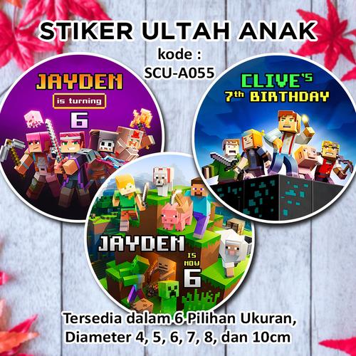Jual STIKER LABEL ULANG TAHUN ANAK MINECRAFT STICKER TUMPENG MINI ...