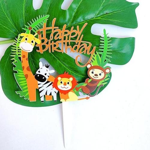 Jual dy pack topper kue desain jungle zoo akrilik /topper 3d animasi ...