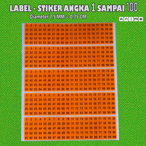 Jual LABEL / STIKER ANGKA WARNA - STICKER NUMBERING 1 SD 100 - Orange ...