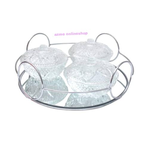 Jual kris set 3 pcs stoples permen dengan nampan_glass candy jar 500 ml ...