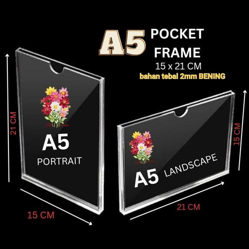 Jual ACRYLIC/ AKRILIK POCKET FRAME A5/ AKRILIK THICKER A5 TEBAL 2MM ...