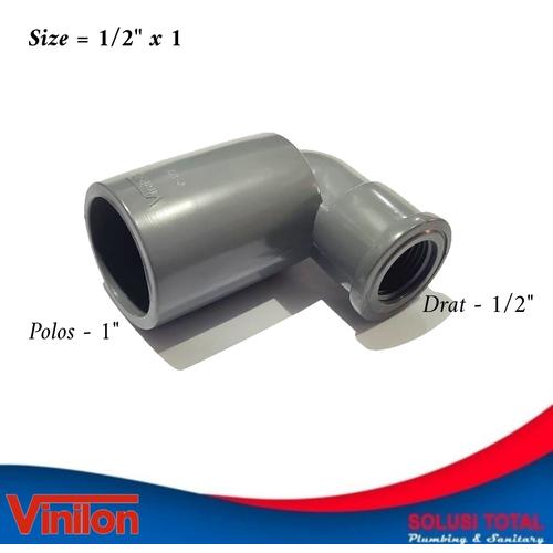 Jual KDD 1/2 x 1" VINILON PVC Knee Drat Dalam 1/2 x 1 Inch Vlok Knie ...
