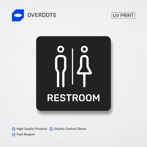 Jual Logo Toilet Restroom Sign Board Akrilik Print UV - Kotak-Hitam, 10 ...