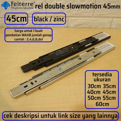 Jual 45cm Rel laci double slowmotion/rel full extention soft closing ...