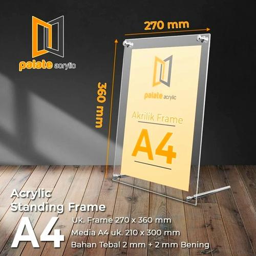 Jual ACRYLIC STANDING FRAME A4 2mm+2mm/AKRILIK FRAME/ DISPLAY MEJA ...