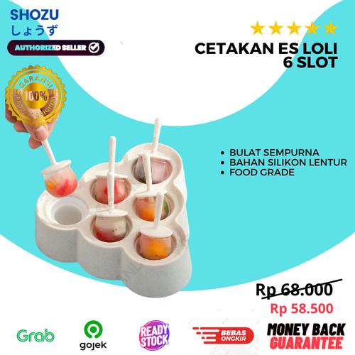 Jual Cetakan Es Krim Ice Cream Loli Bulat Silikon Stik Lolipop Bayi 6 ...