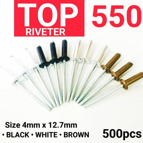 Jual Paku Rivet TOP RIVET 550 Warna Black/White/Brown size 4mm x 12.7mm ...