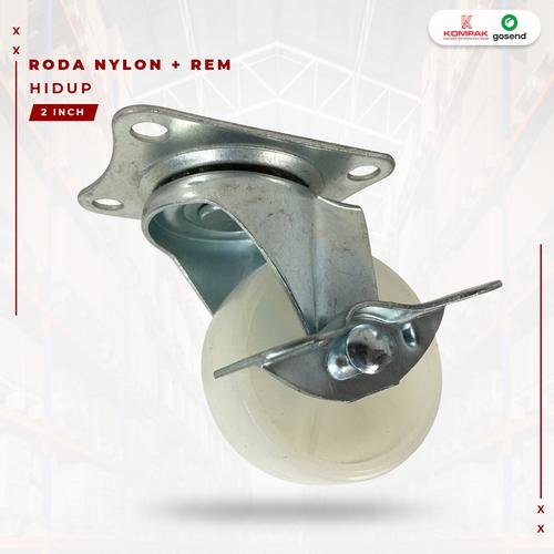 Jual RODA NYLON PUTIH 2 INCH RODA CASTER RODA TROLLEY HIDUP + REM RODA ...