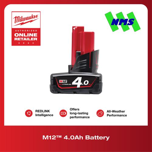 Promo Baterai Milwaukee M12 B4 4.0Ah REDLITHIUM Battery 12V Untuk Semua ...