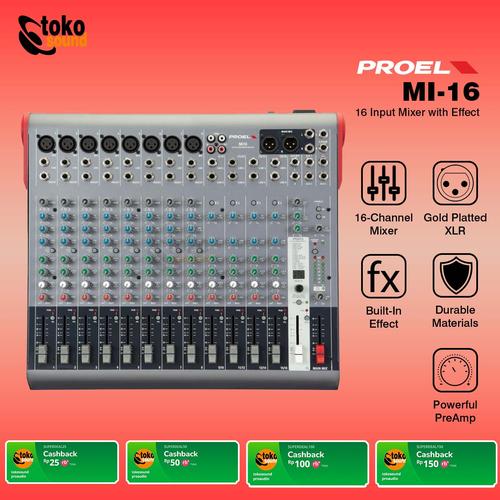 Jual PROEL MI 16 MI16 - Ultra Compact 16 Channel Analog Mixer With FX ...