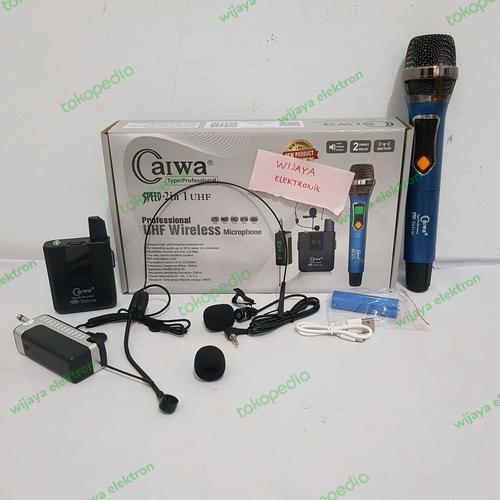 Jual mic microphone Aiwa Caiwa Wireless 1 handheld 1 clip on 1 headhset ...